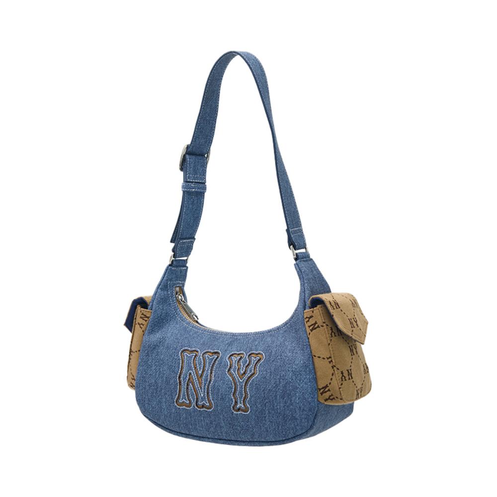Denim Coopers Mega Logo New York Yankees Hobo Bag
